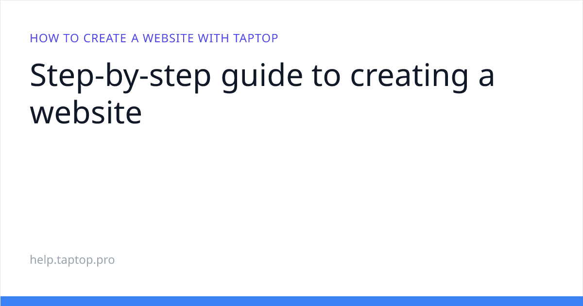 Step-by-step guide to creating a website | База знаний конструктора ...