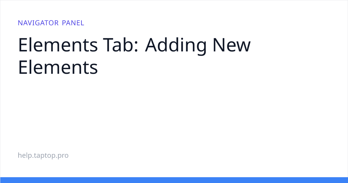 Elements Tab: Adding New Elements | База знаний конструктора сайтов Taptop